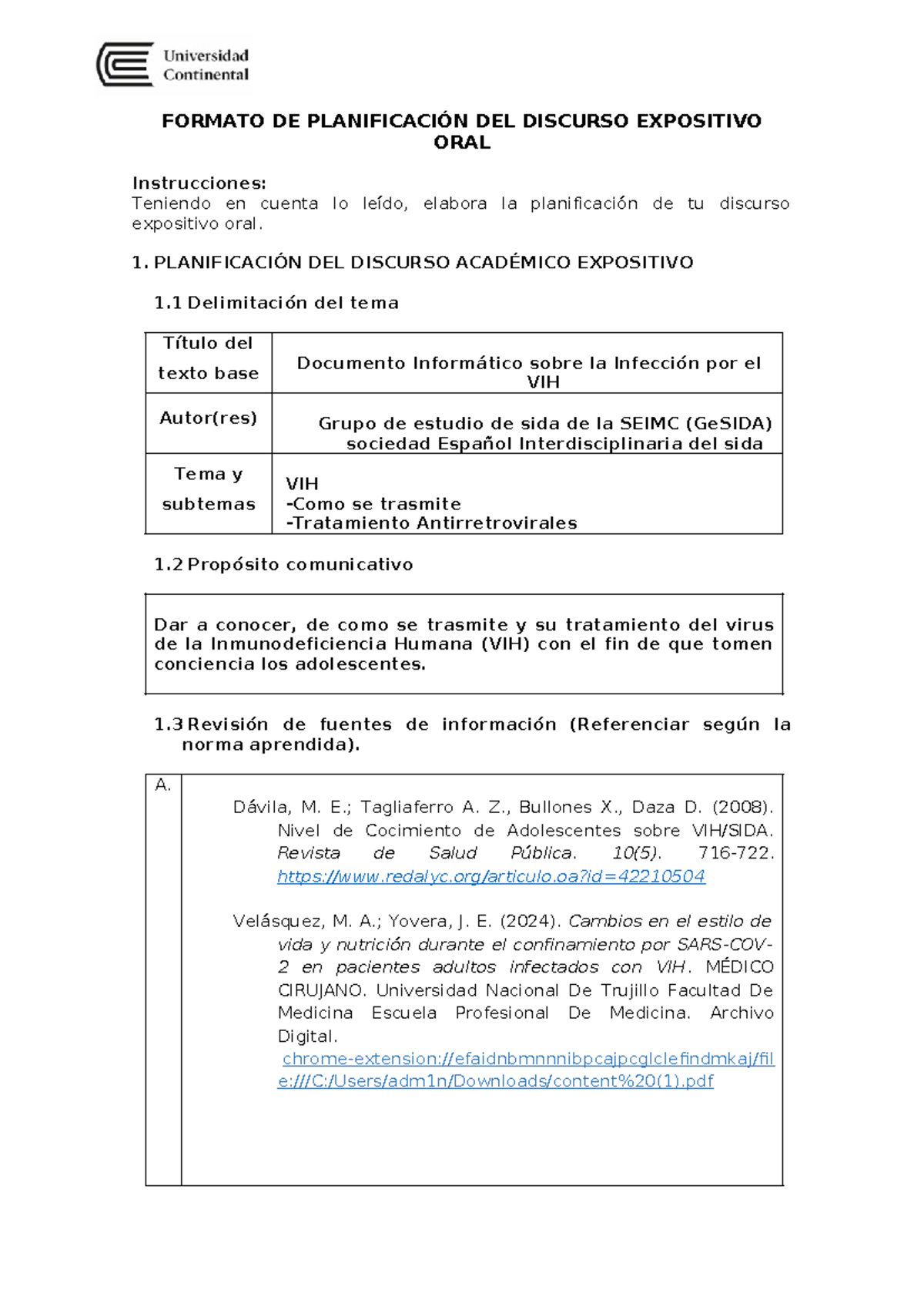 Formato DE Discurso - espero ayude - FORMATO DE PLANIFICACIÓN DEL ...