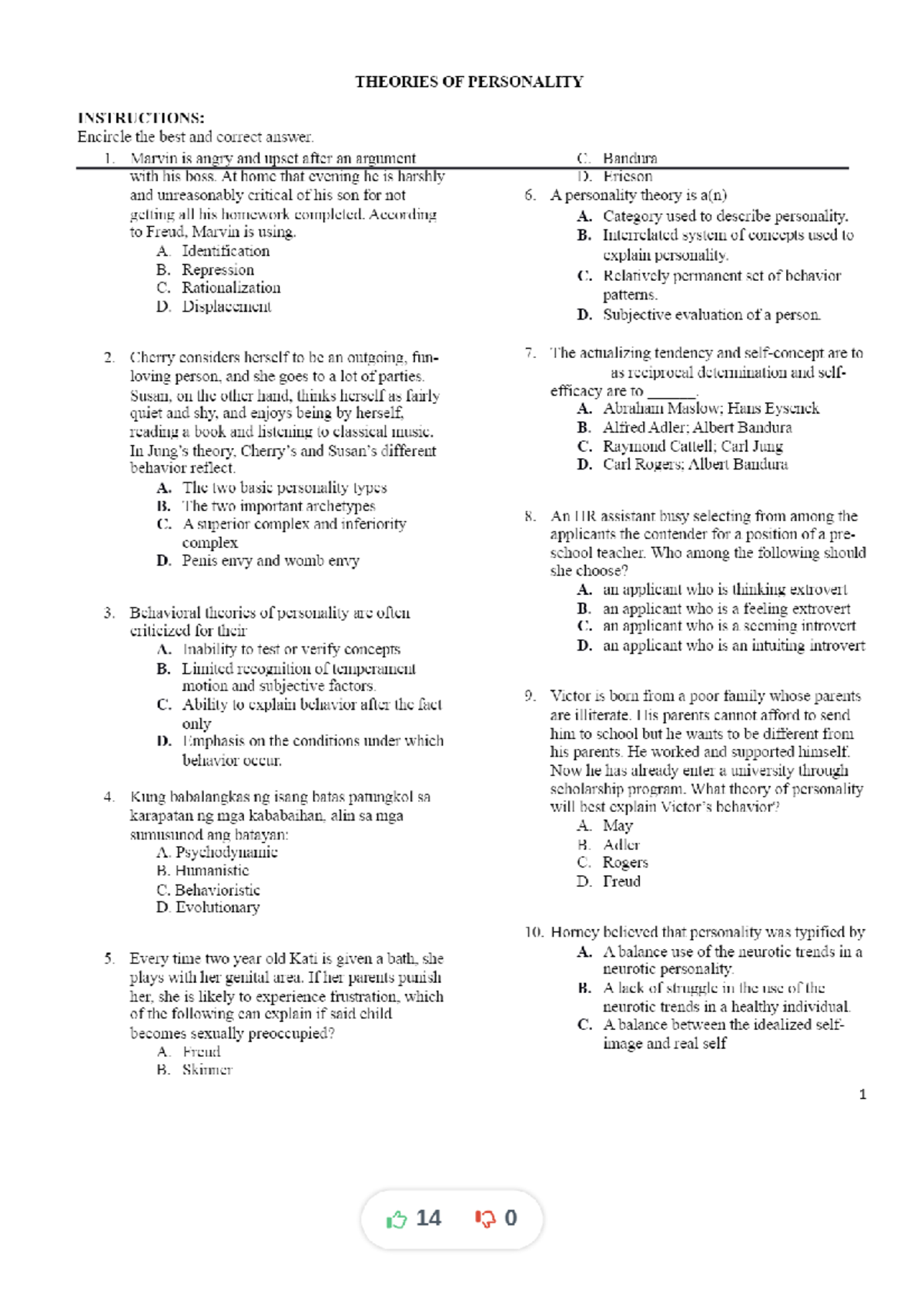 Dlstudocu.com top-question-1-theories-of-personality-reviewer - PSY 258 ...