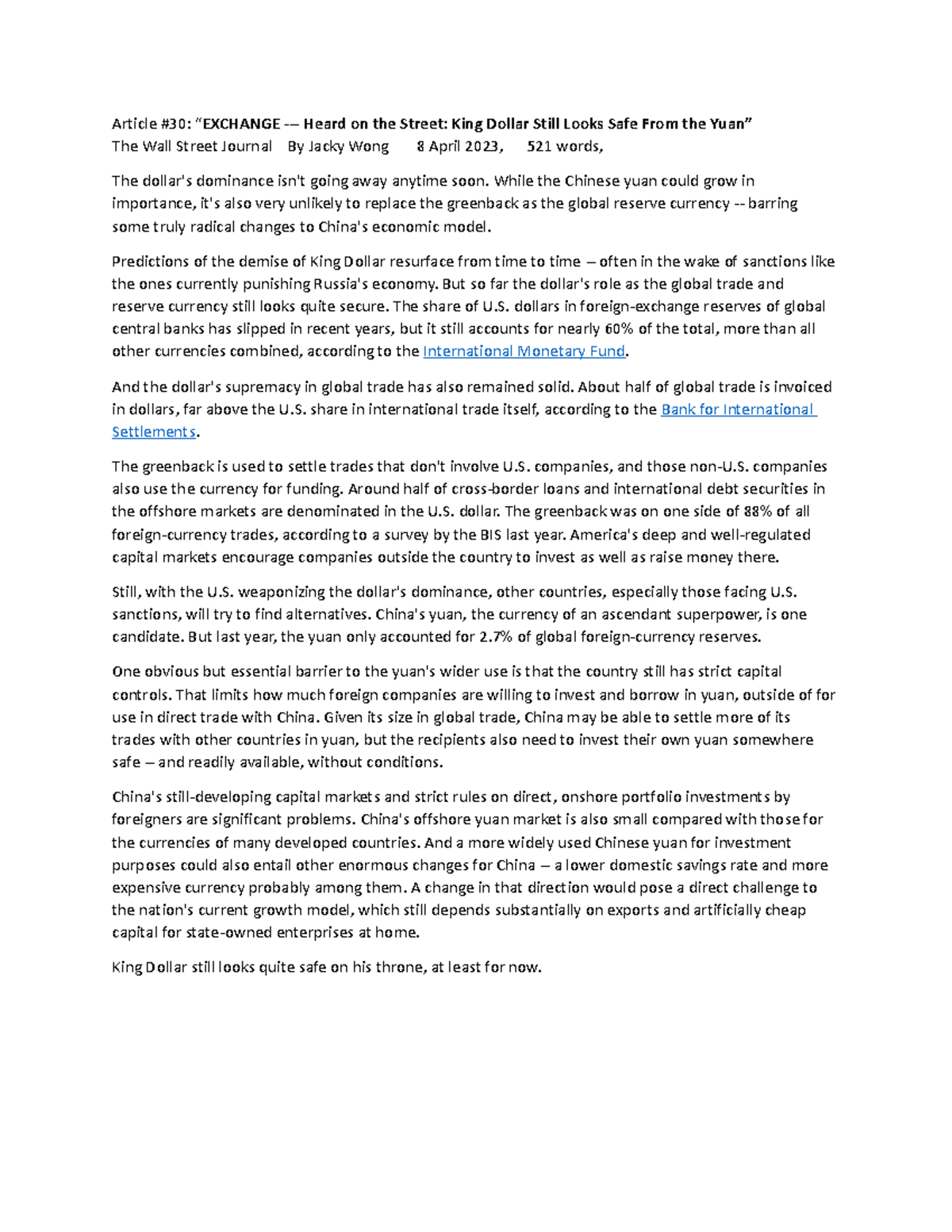 Articles 30 and 31 Spring 2023 - Article #30: “EXCHANGE - Heard on the ...