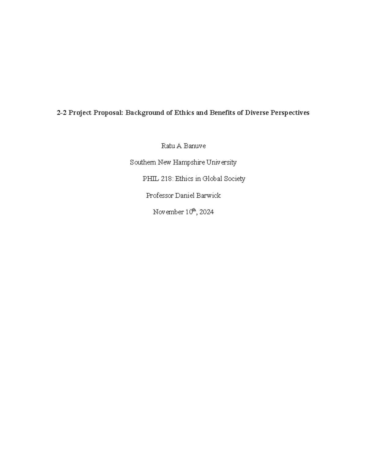 PHIL 218 Module 2 - Assignment - 2-2 Project Proposal: Background of ...