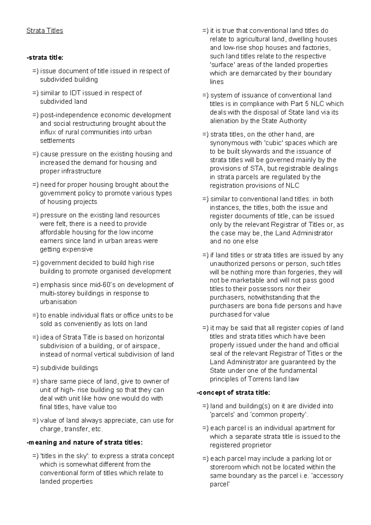 Chapter 7 (Strata Titles) - Strata Titles -strata title: =) issue ...