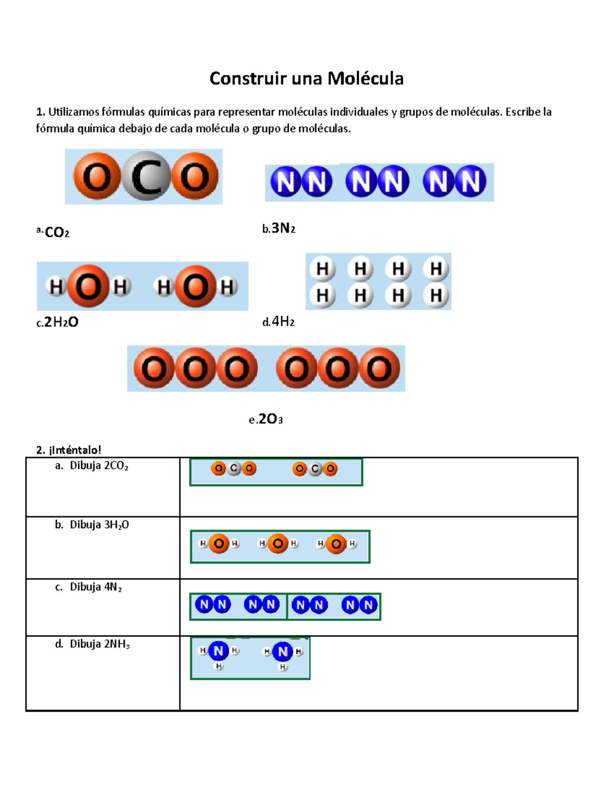 Taller - Construye una molécula 1 - Construir una Molécula Utilizamos ...