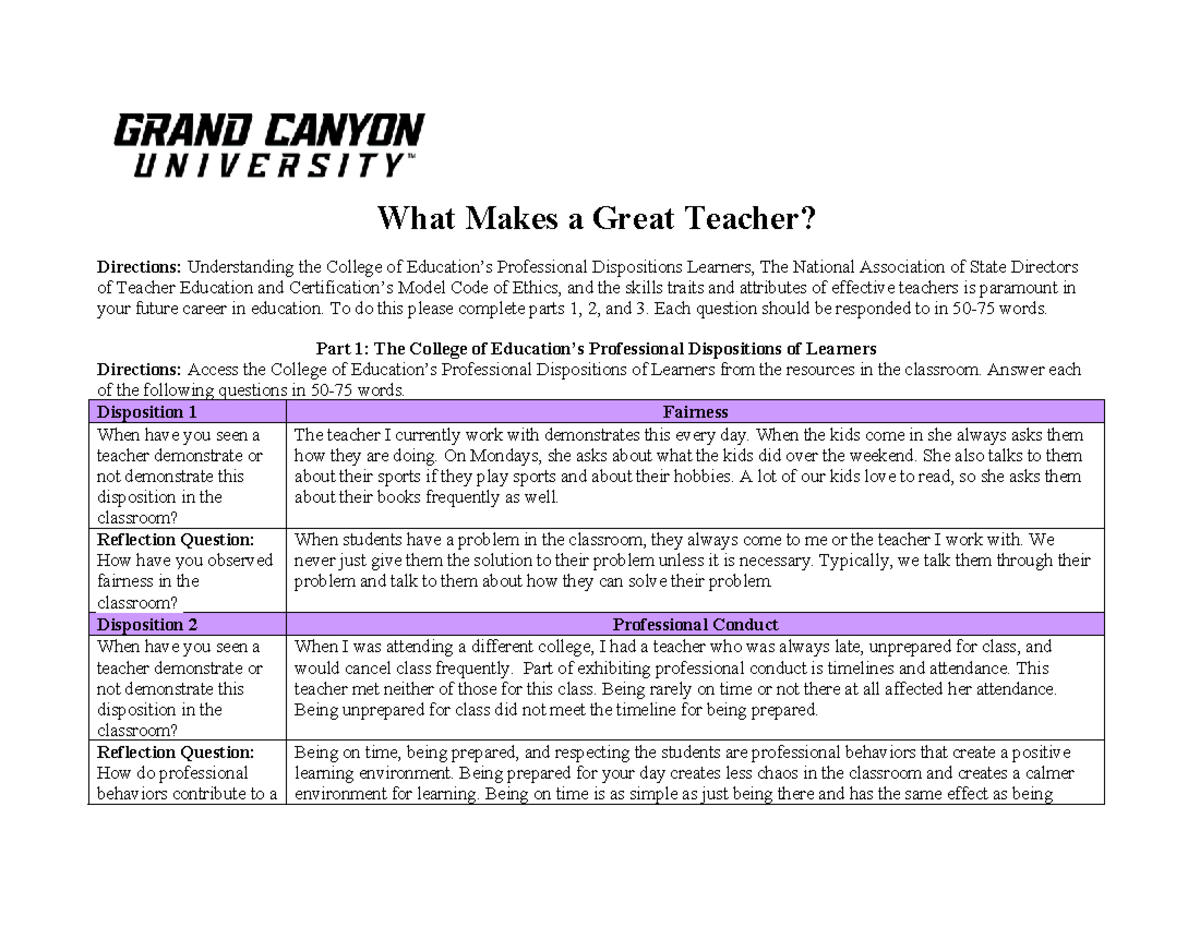 What Makes a Great Teacher - What Makes a Great Teacher? Directions ...