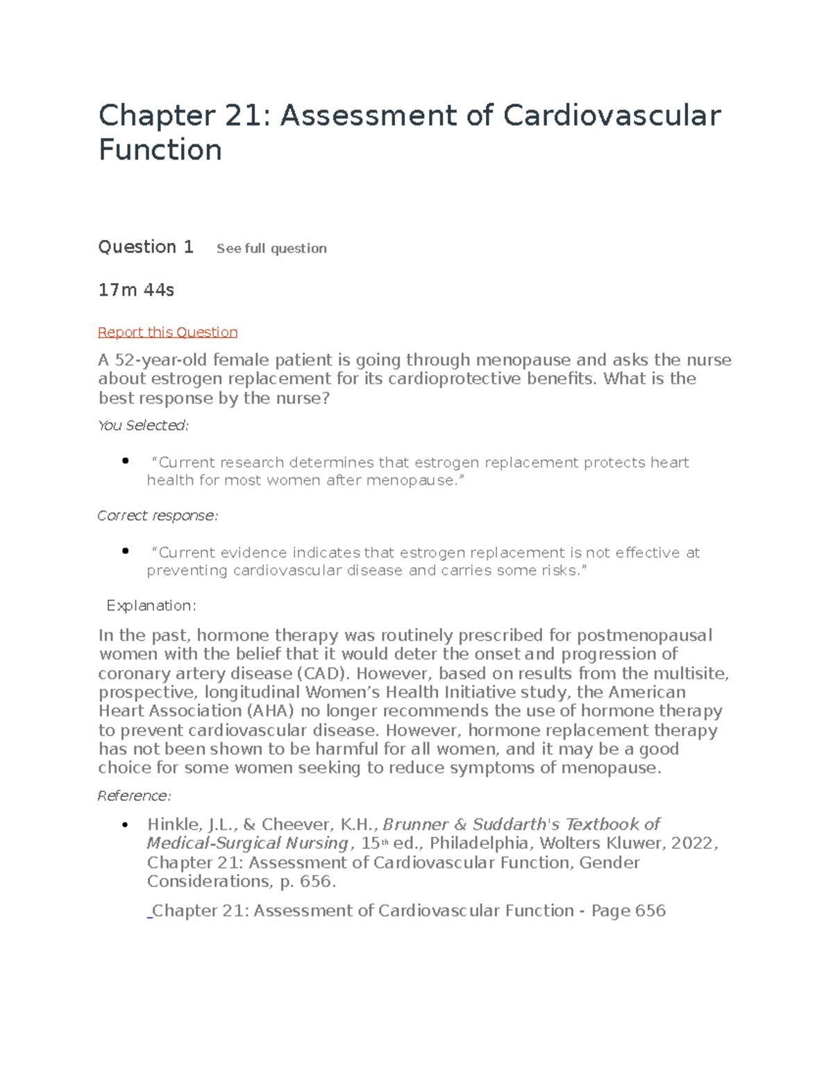 MS Prep U Ch 21 - prep u - Chapter 21: Assessment of Cardiovascular ...