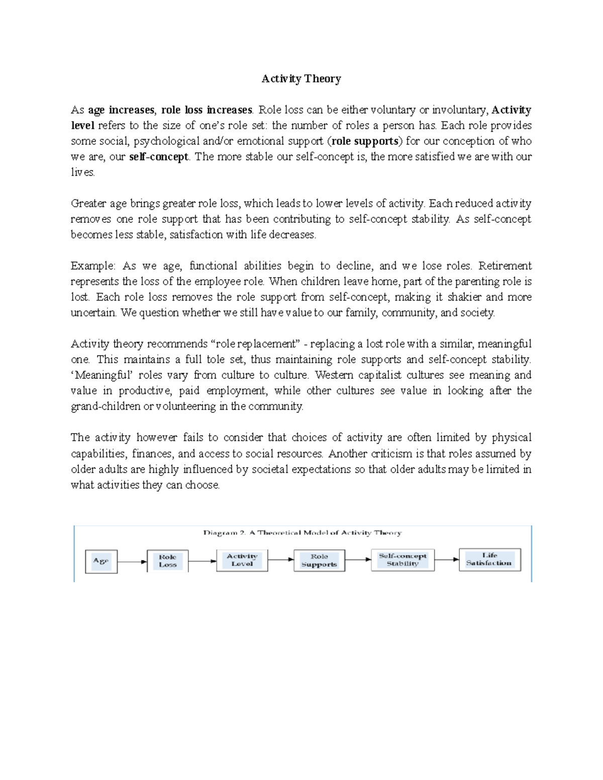 Theories of Aging - Summary Occupational Therapy - Activity Theory As ...