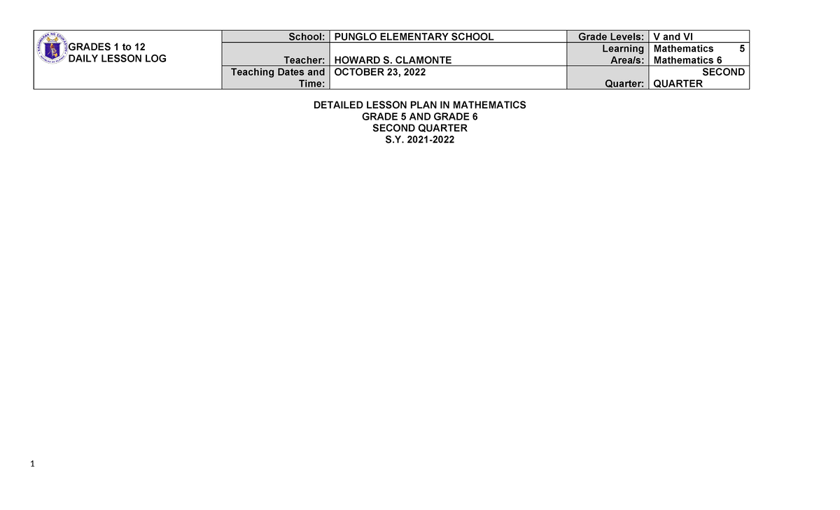 Lesson PLAN FOR COT3 - education - GRADES 1 to 12 DAILY LESSON LOG ...