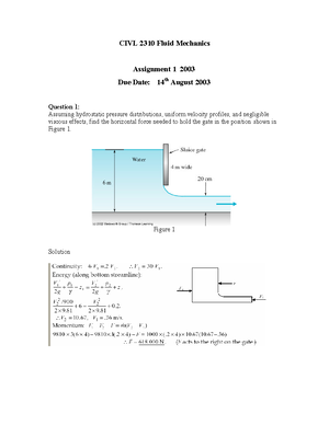 Exam practice problem fluid mechanics - Question 1: The drag force FD ...