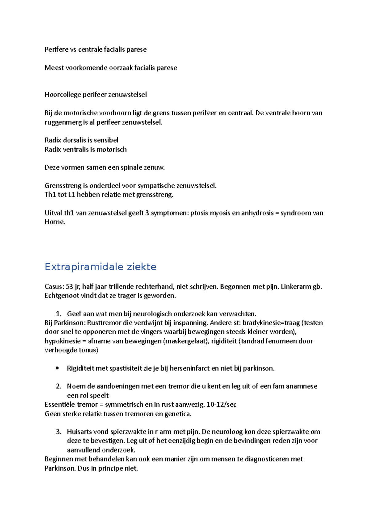 Lectures - Perifere vs centrale facialis parese Meest voorkomende ...
