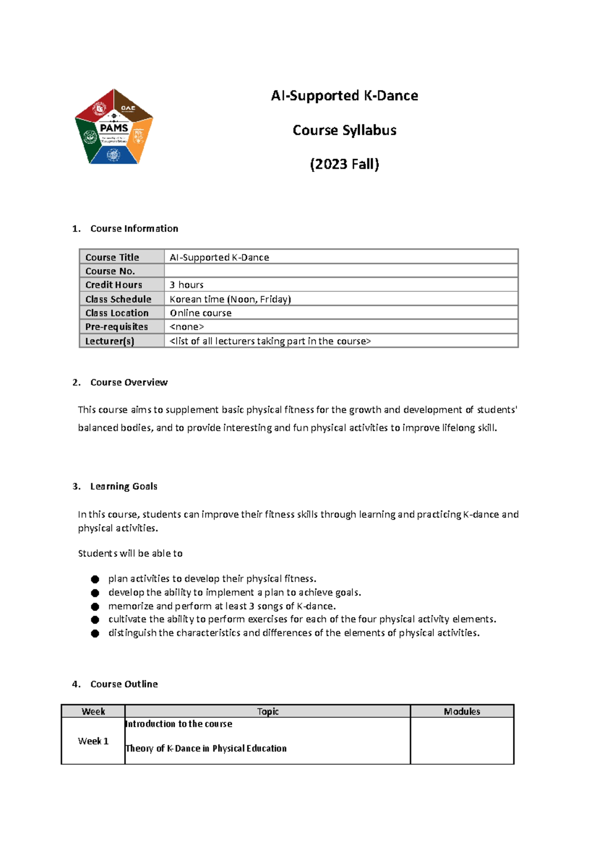 (2023)PAMS Syllabus K-Dance - AI-Supported K-Dance Course Syllabus ...
