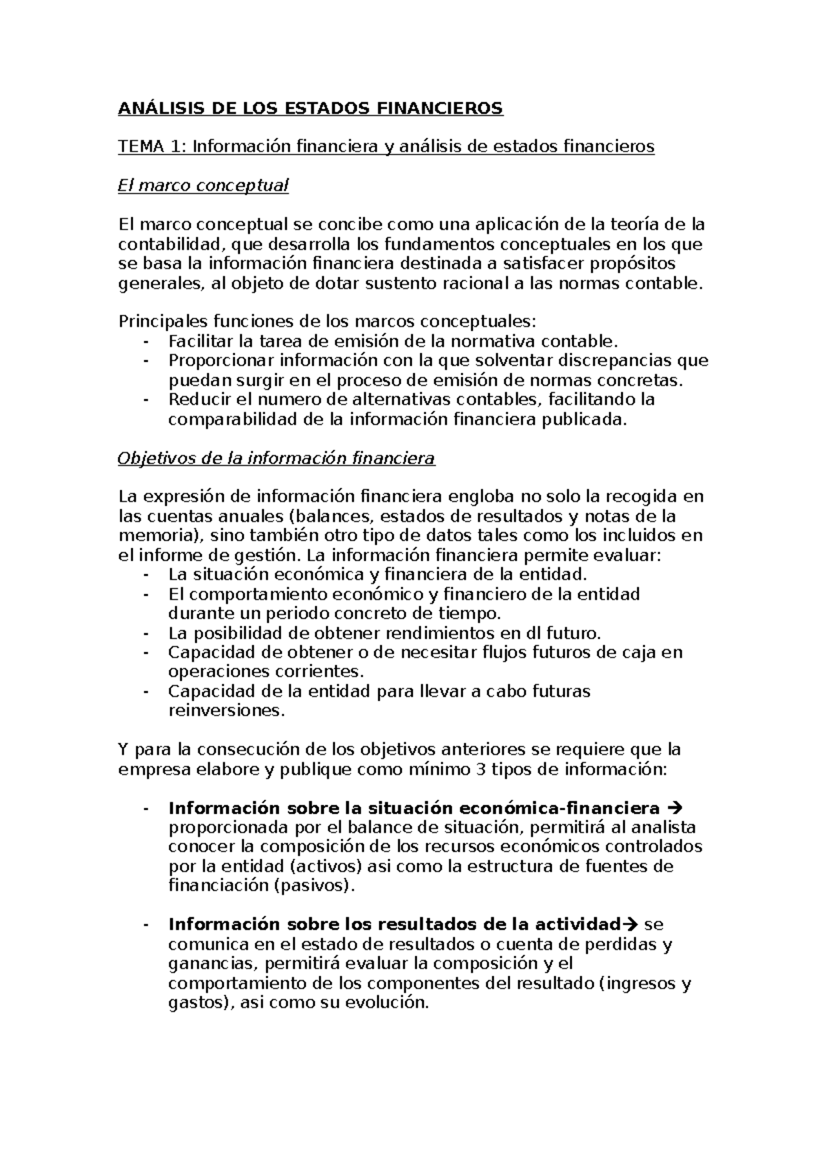 ANÁ Lisis DE LOS Estados Financieros - ANÁLISIS DE LOS ESTADOS FINANCIEROS TEMA 1: Información ...