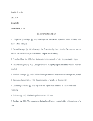 LEX 110 Chapter 3 Homework - Amelia Brewster LEX 110 Dougherty August 28, 2023 Homework Chapter ...
