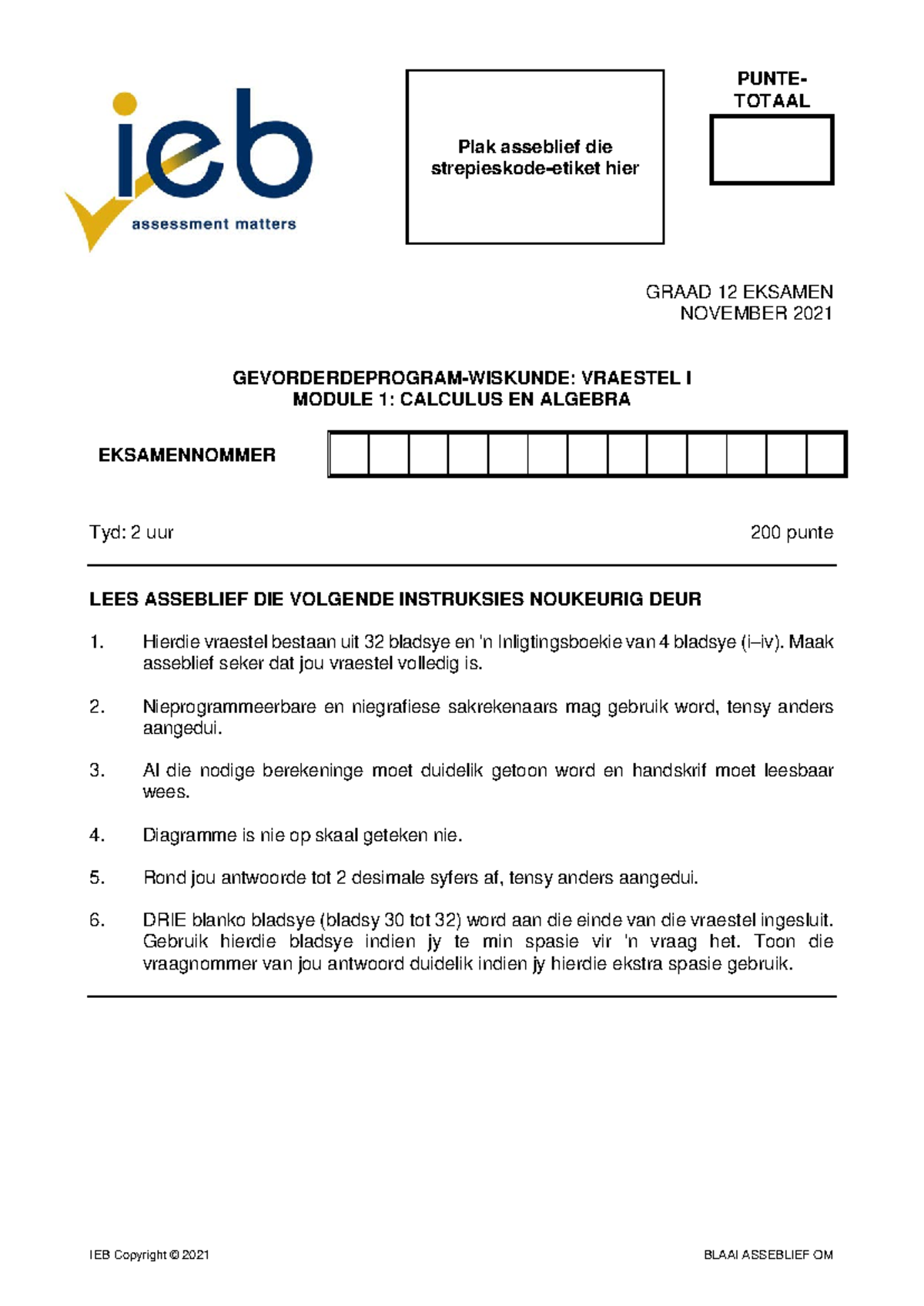 Advanced Programme Maths P1 2021 Afr - IEB Copyright © 2021 BLAAI ...