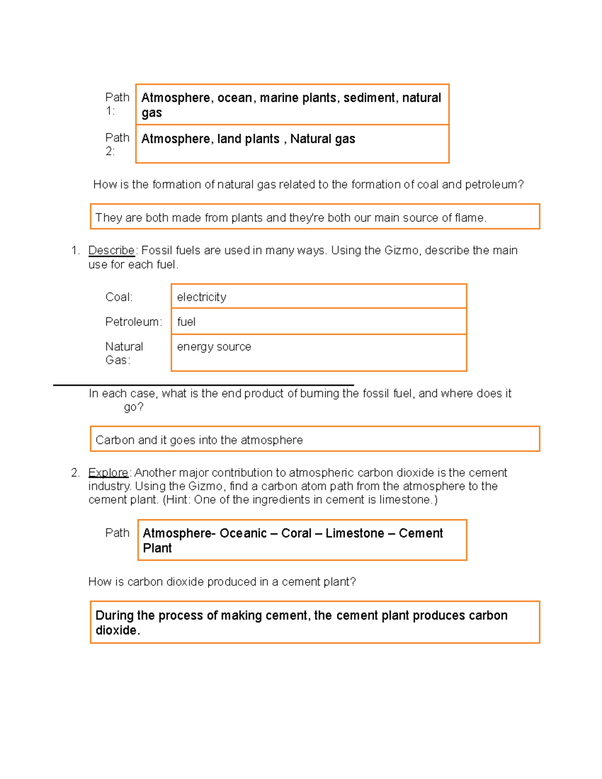 Carbon Cycle Gizmos-Page 6 - Path 1: Atmosphere, ocean, marine plants ...