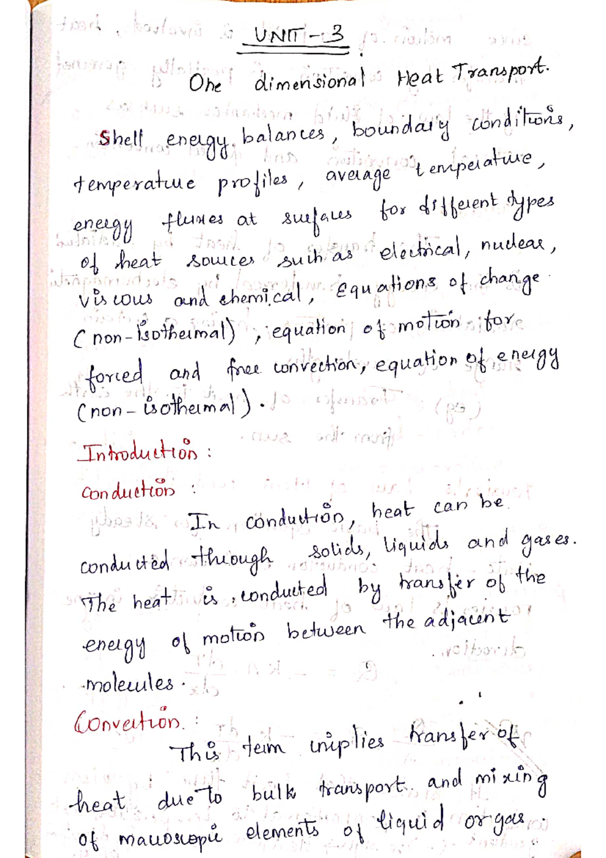 Unit 3 First HALF - ENERGY TRANSPORT - Transport Phenomena - Studocu