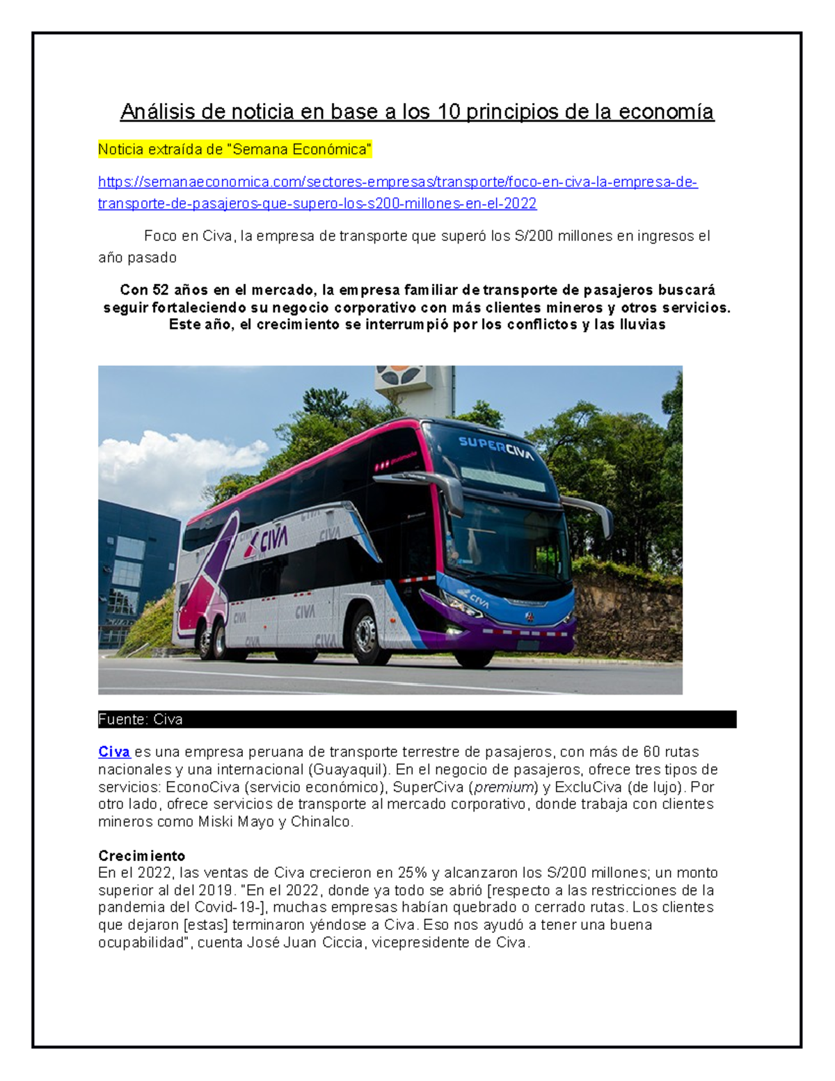 Análisis de noticia en base a los 10 principios de la economía- Arriaga ...