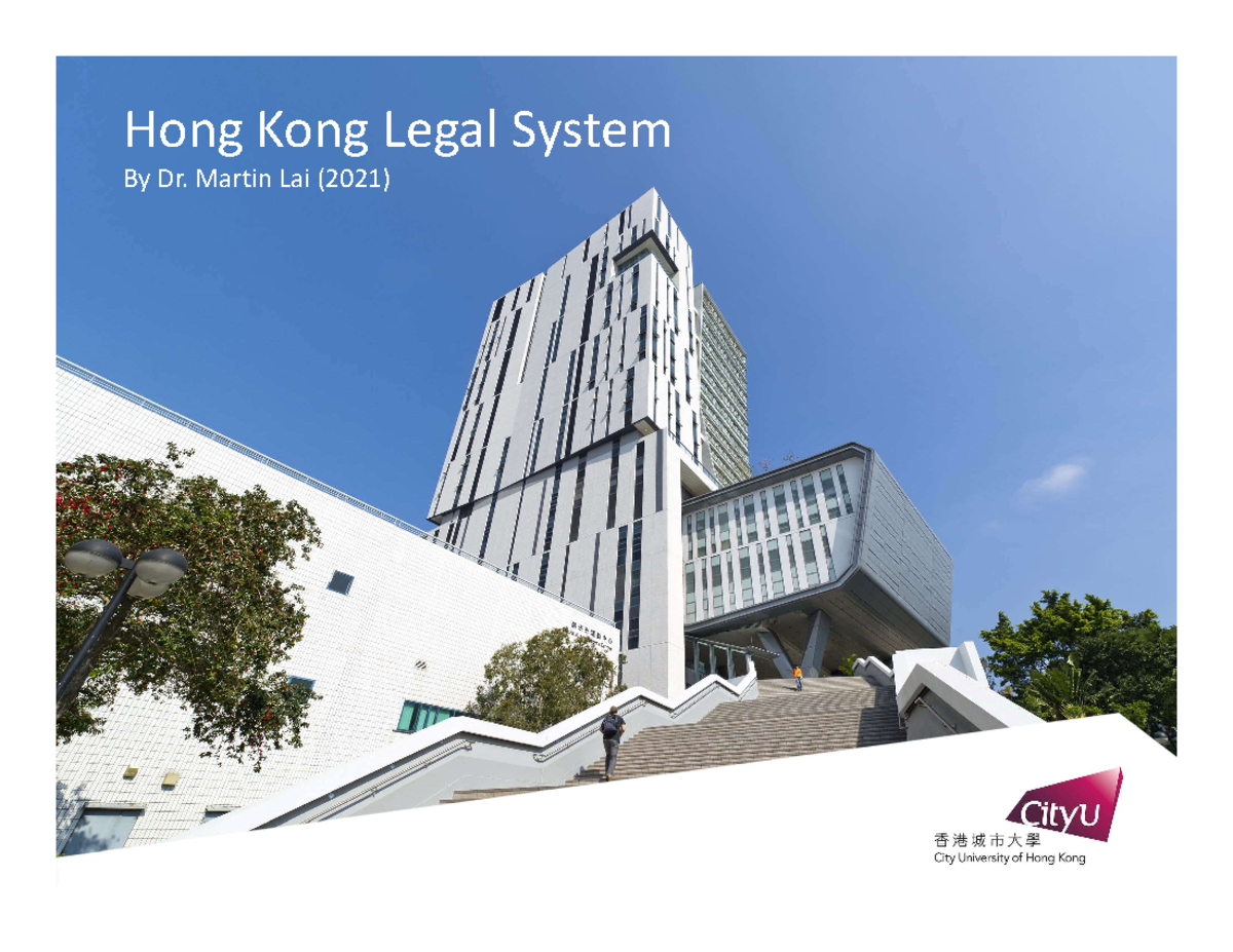 Lecture Slides (Week 1) - Hong Kong Legal System By Dr. Martin Lai ...