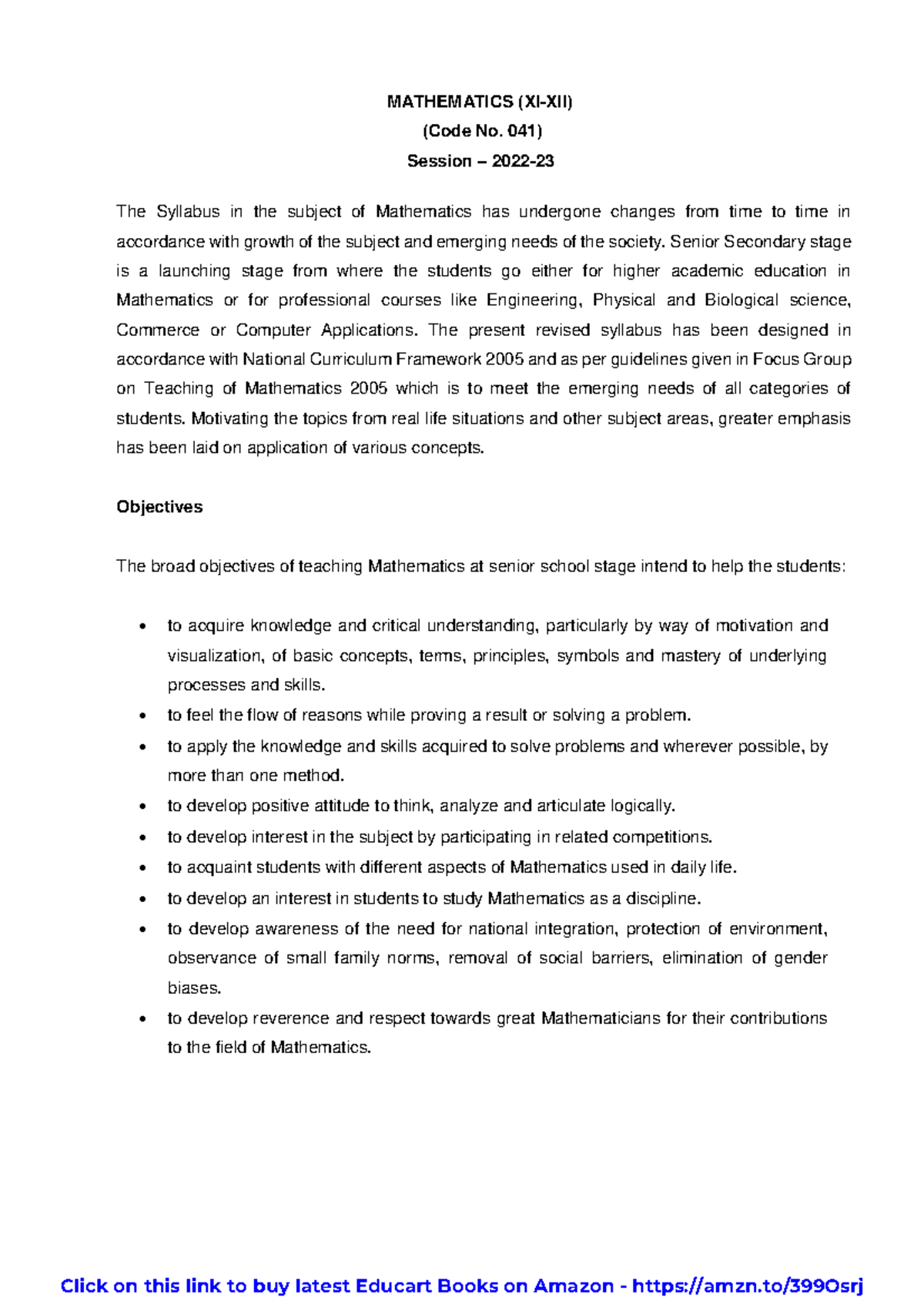 Class 11 Mathematics 2022-23 - MATHEMATICS (XI-XII) (Code No. 041 ...