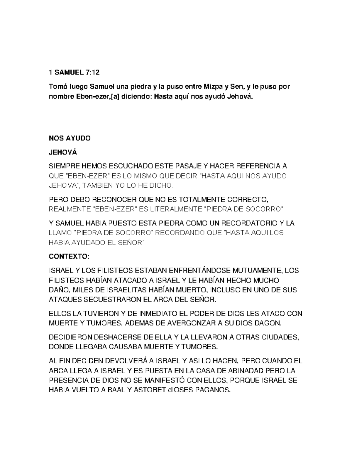 1 Samuel 7 - 1 SAMUEL 7: Tomó luego Samuel una piedra y la puso entre ...