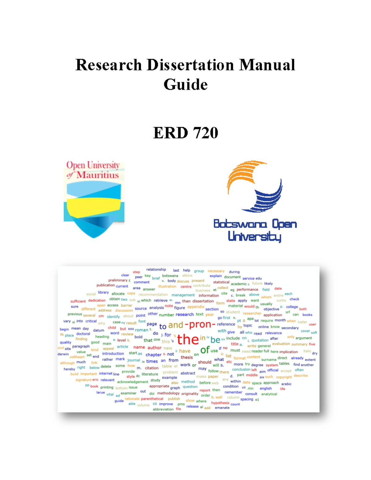 ERD 720 - Module - Research Dissertation Manual Guide ERD 720 BOU