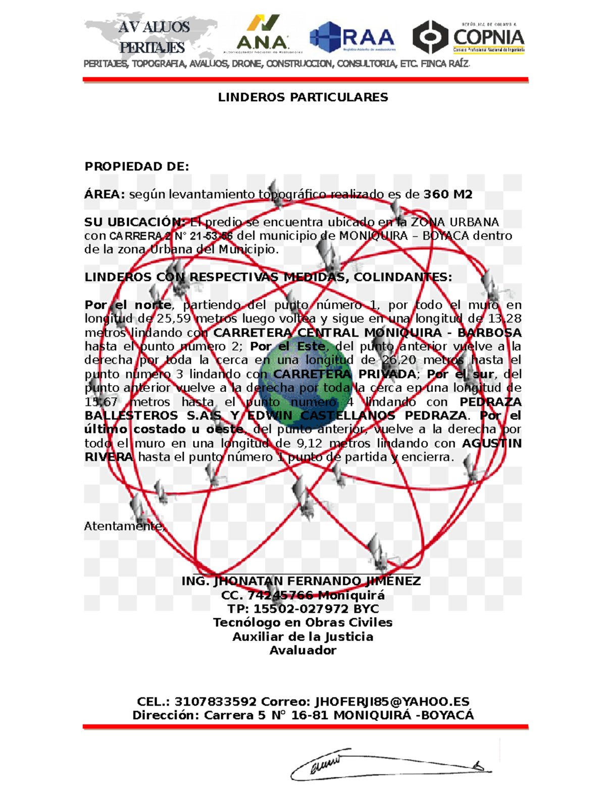 Linderos LOTE Reinaldo Castellanos - LINDEROS PARTICULARES PROPIEDAD DE ...