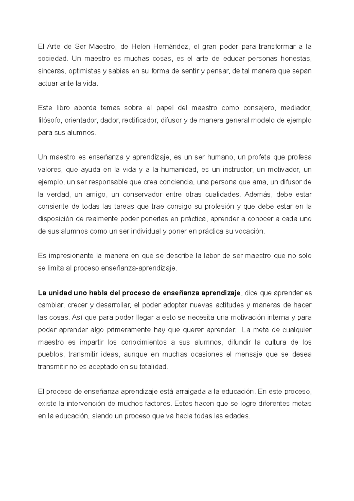 El Arte de Ser Maestro Reflexion capitulo I - El Arte de Ser Maestro ...