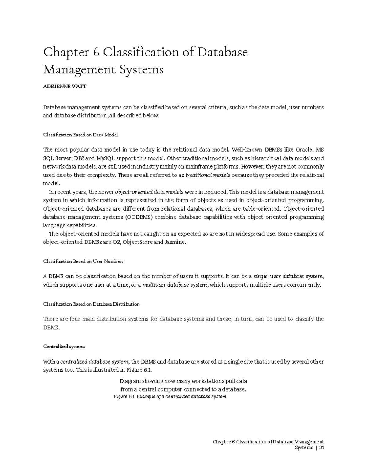 Programming 31-33 - Chapter 6 Classification of Database Management ...