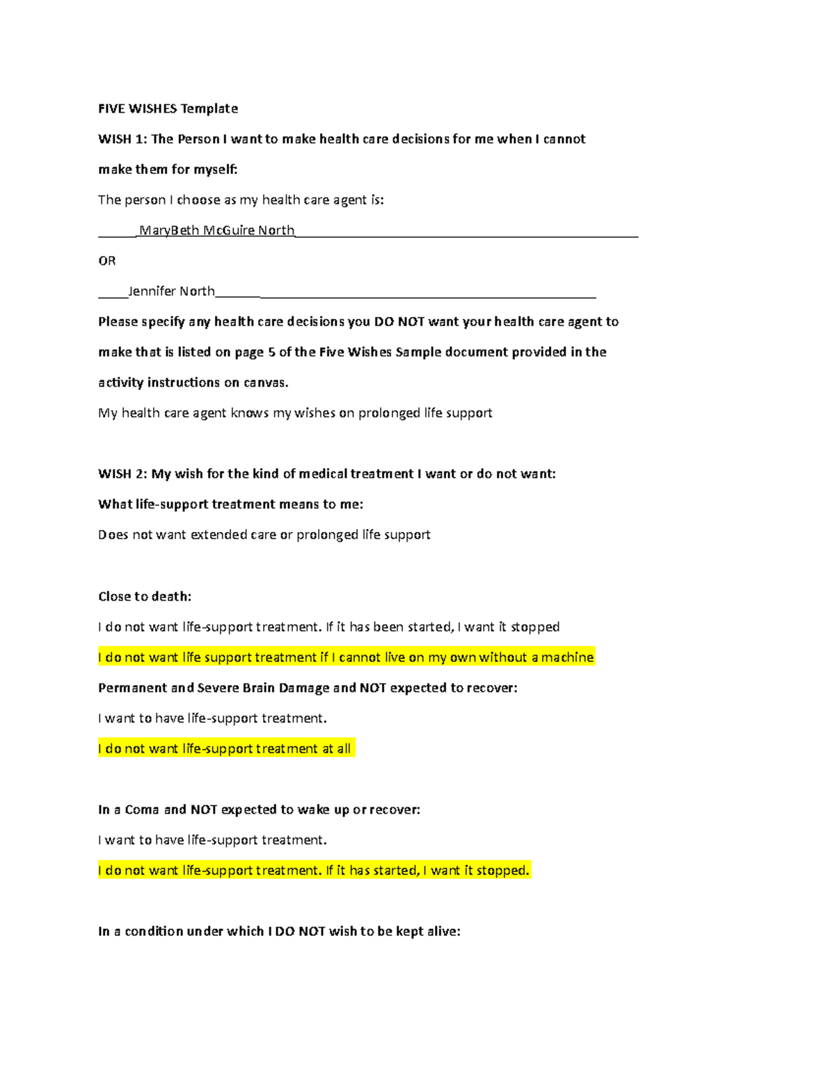 Five wishes 1 - paper - FIVE WISHES Template WISH 1: The Person I want ...