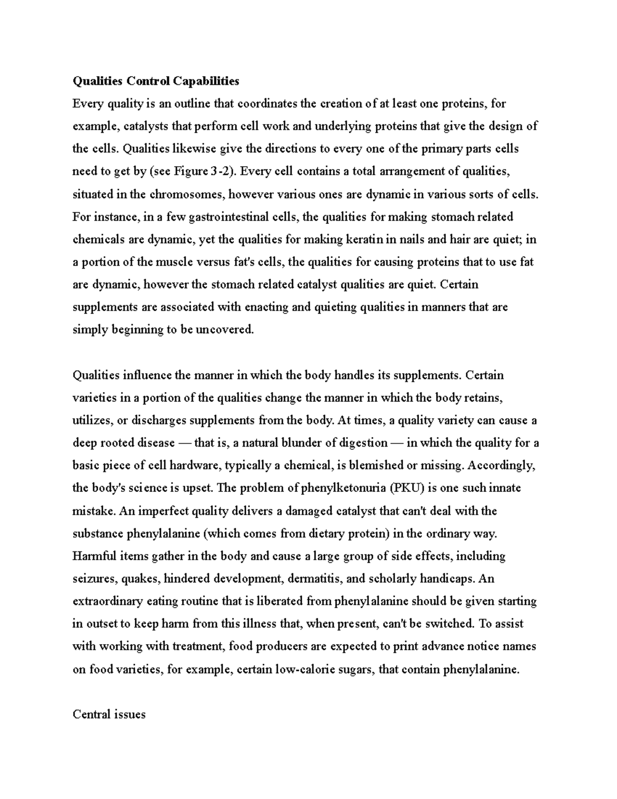 Genes Control Functions - Qualities Control Capabilities Every quality ...