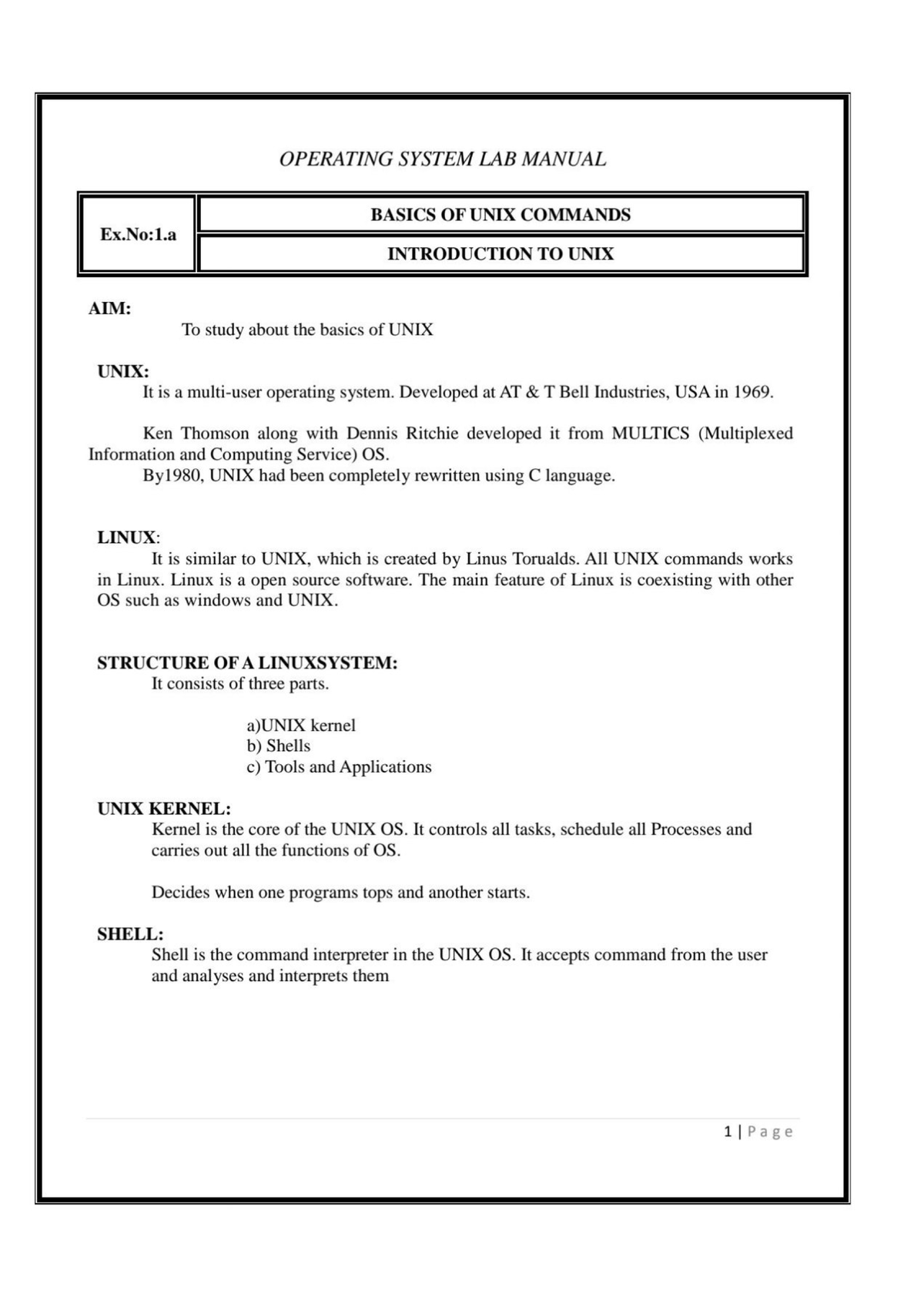 Os lab record sem3 - This is important for Computer students - OPERATING SYSTEM LAB MANUAL ...