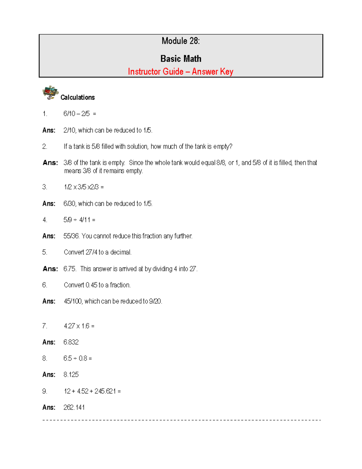 Both28 basic math ak - Study well - Module 28: Basic Math Instructor ...