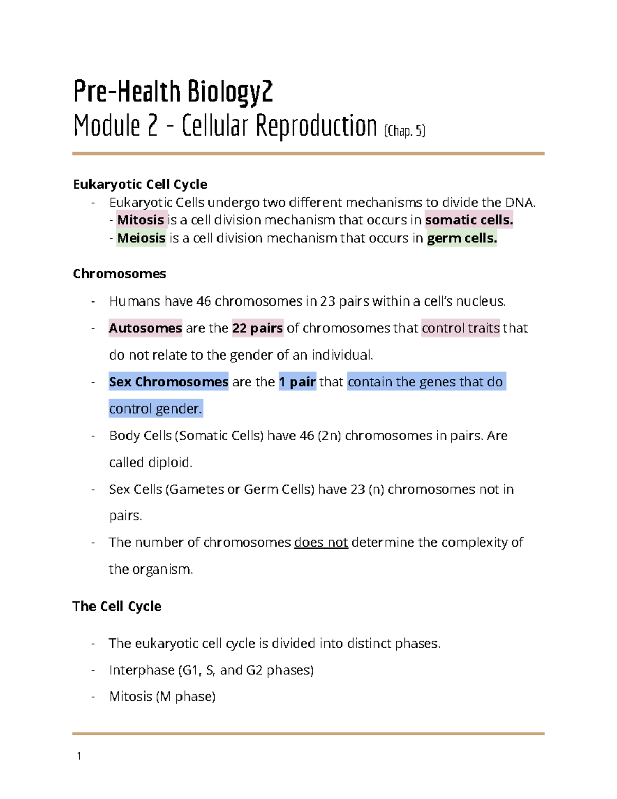 Biology 2 - Module 2 - Pre-Health Biology Module 2 - Cellular ...