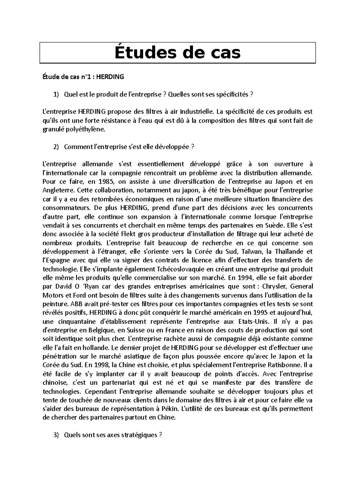 Études de cas sur les entreprises Herding , Everteam, FIDIA - Études de ...