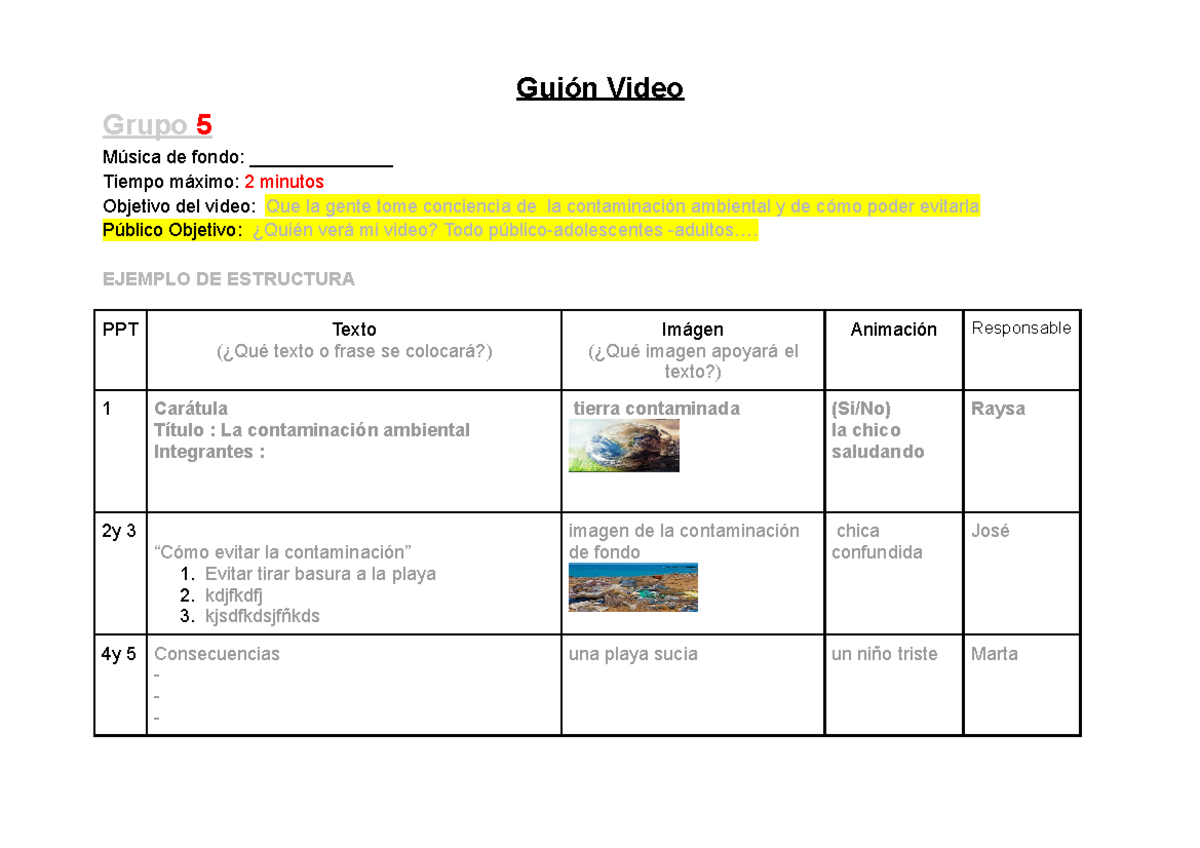 Guión Video - guion de gestiondel aprendisaje de la - Guión Video Grupo ...
