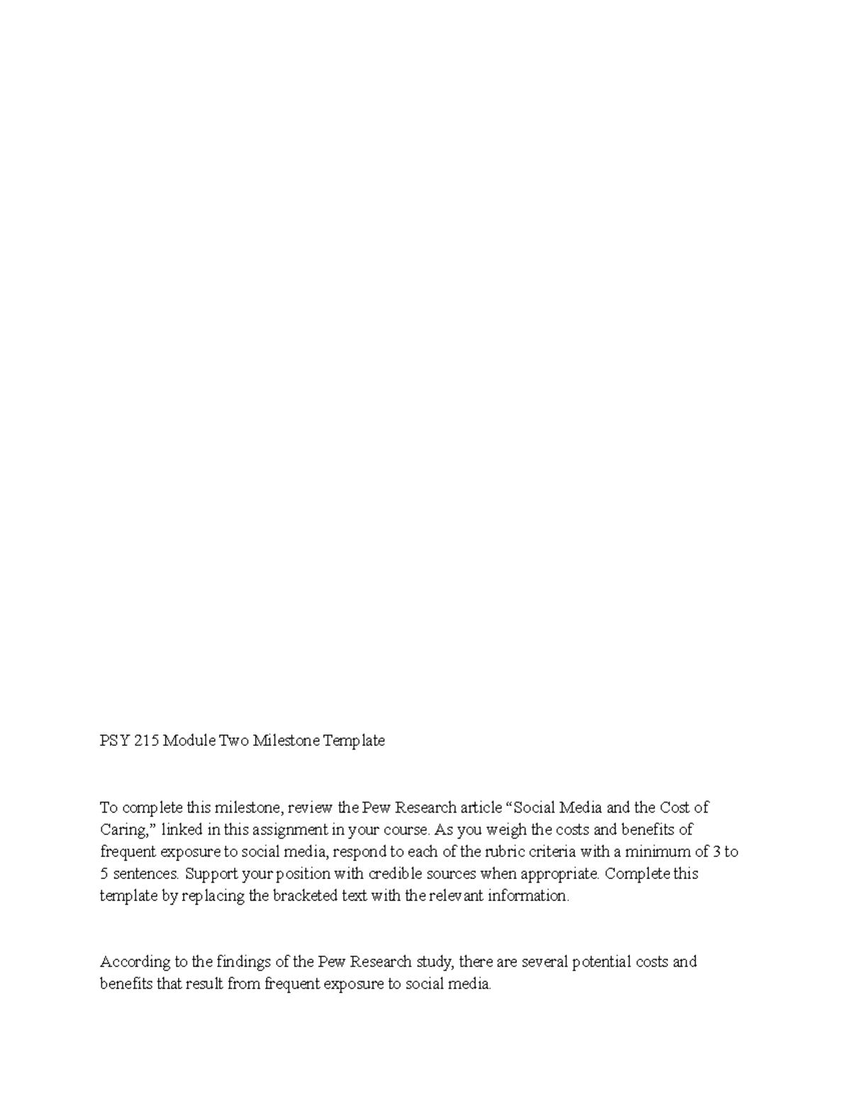 Module 2 1-21-24 - PSY 215 Module Two Milestone Template To complete ...
