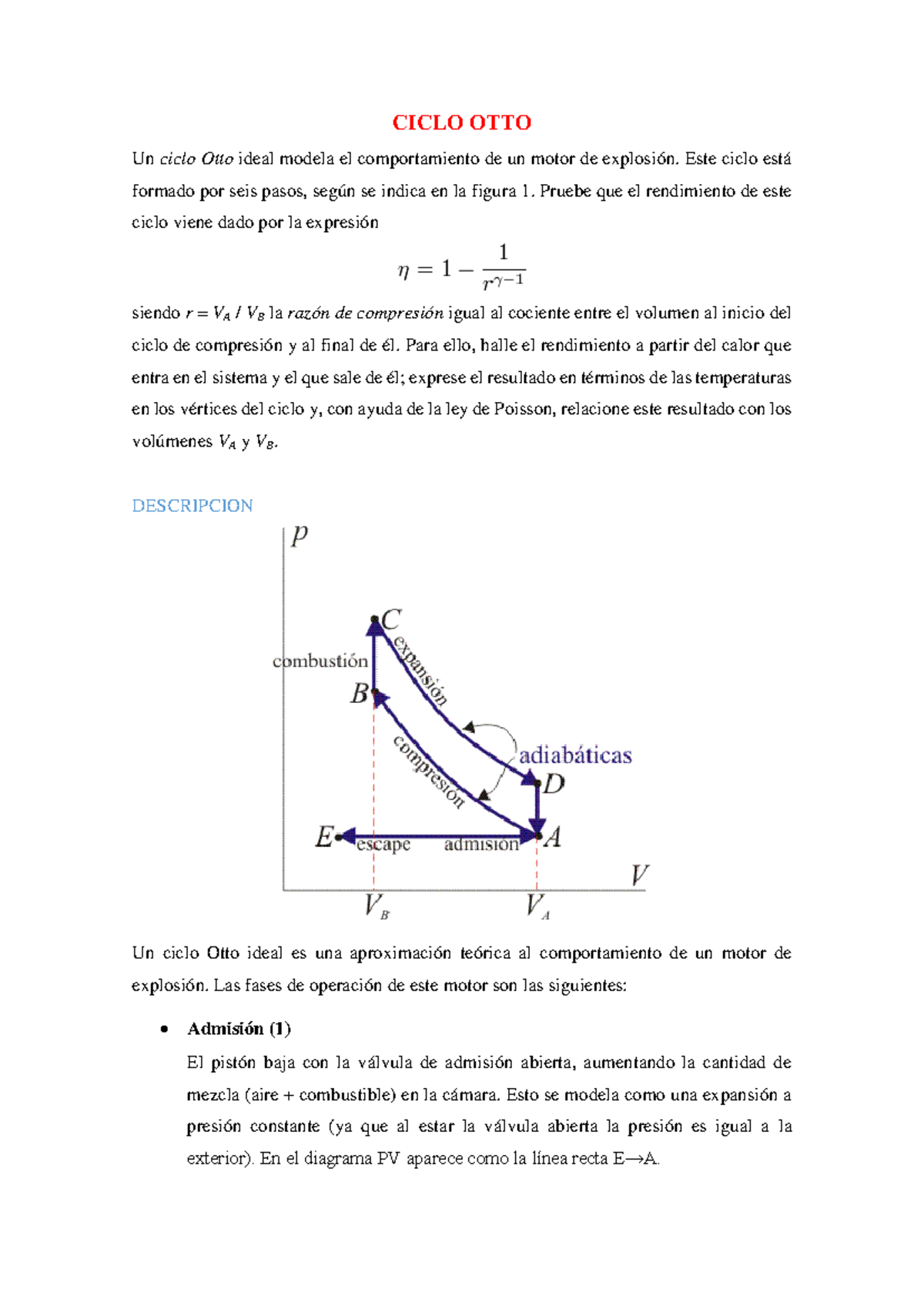 Ciclo-otto-y-diesel compress - CICLO OTTO Un ciclo Otto ideal modela el comportamiento de un ...