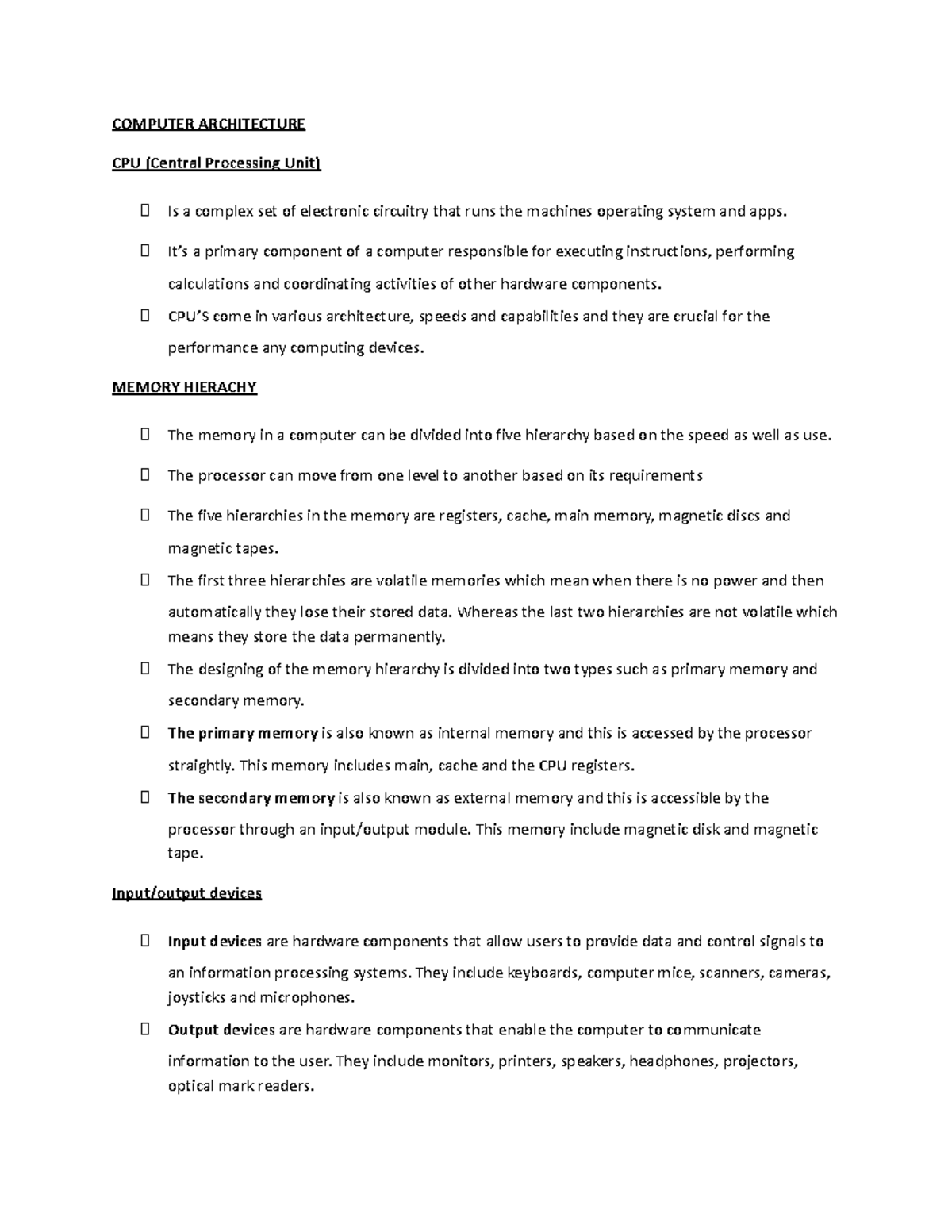 Computer Architecture TASK 8 - COMPUTER ARCHITECTURE CPU (Central ...