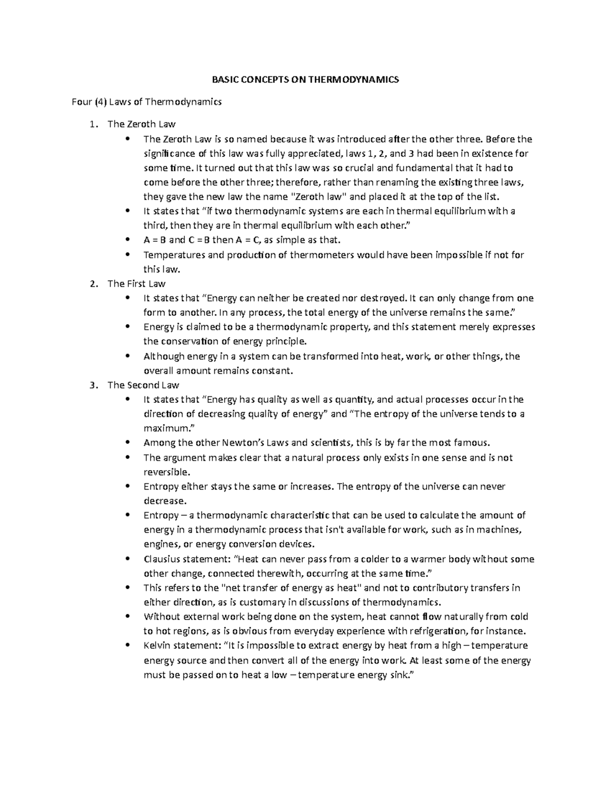Basic Concepts on Thermodynamics - BASIC CONCEPTS ON THERMODYNAMICS ...