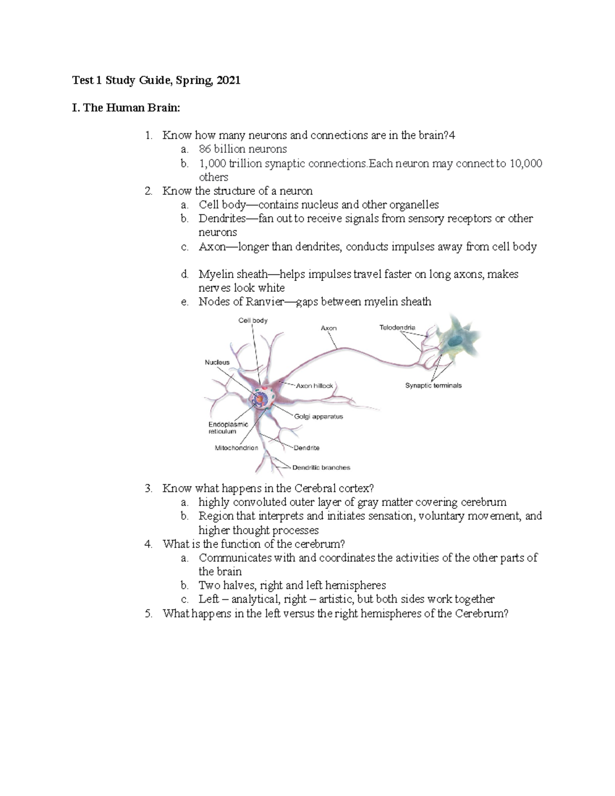 Test 1 Study Guide, S21 (1) - Test 1 Study Guide, Spring, 2021 I. The ...
