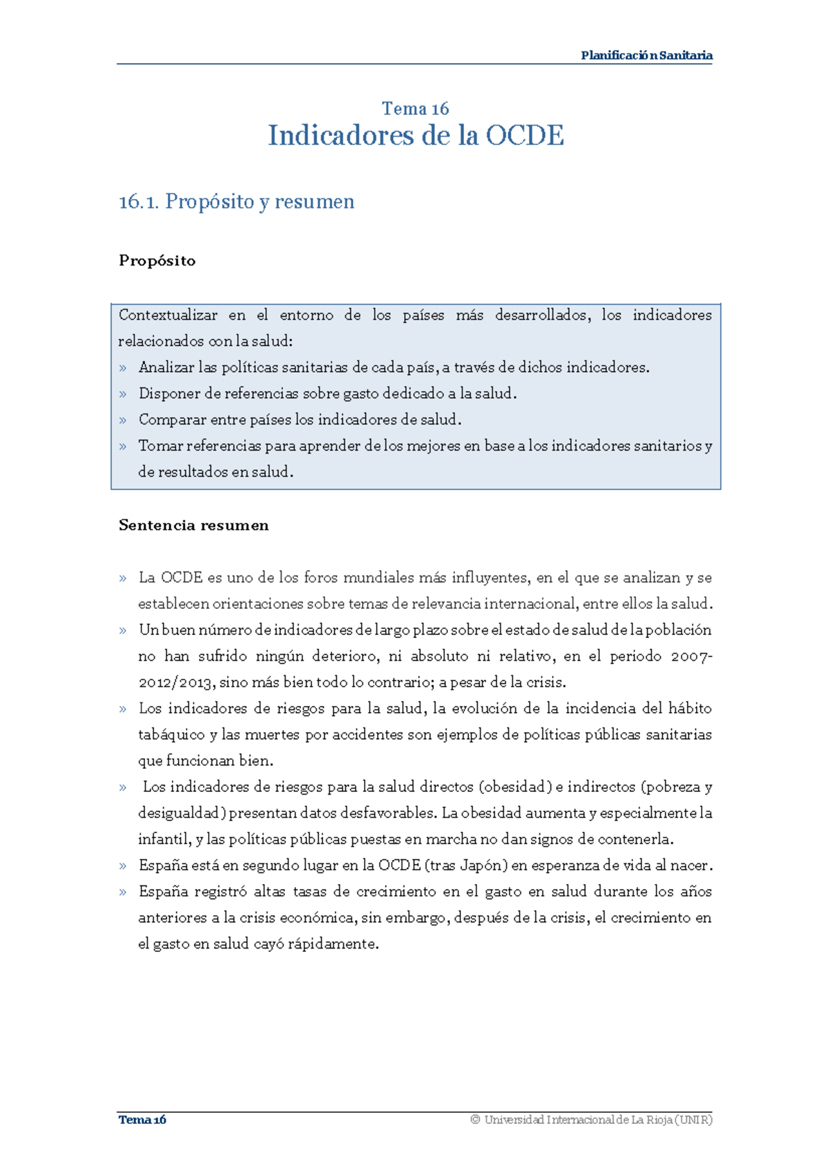 TEMA 16 INDICADORES DE LA OCDE MARZO2024 - Tema 16 Indicadores de la OCDE 16 .1. Propósito y ...