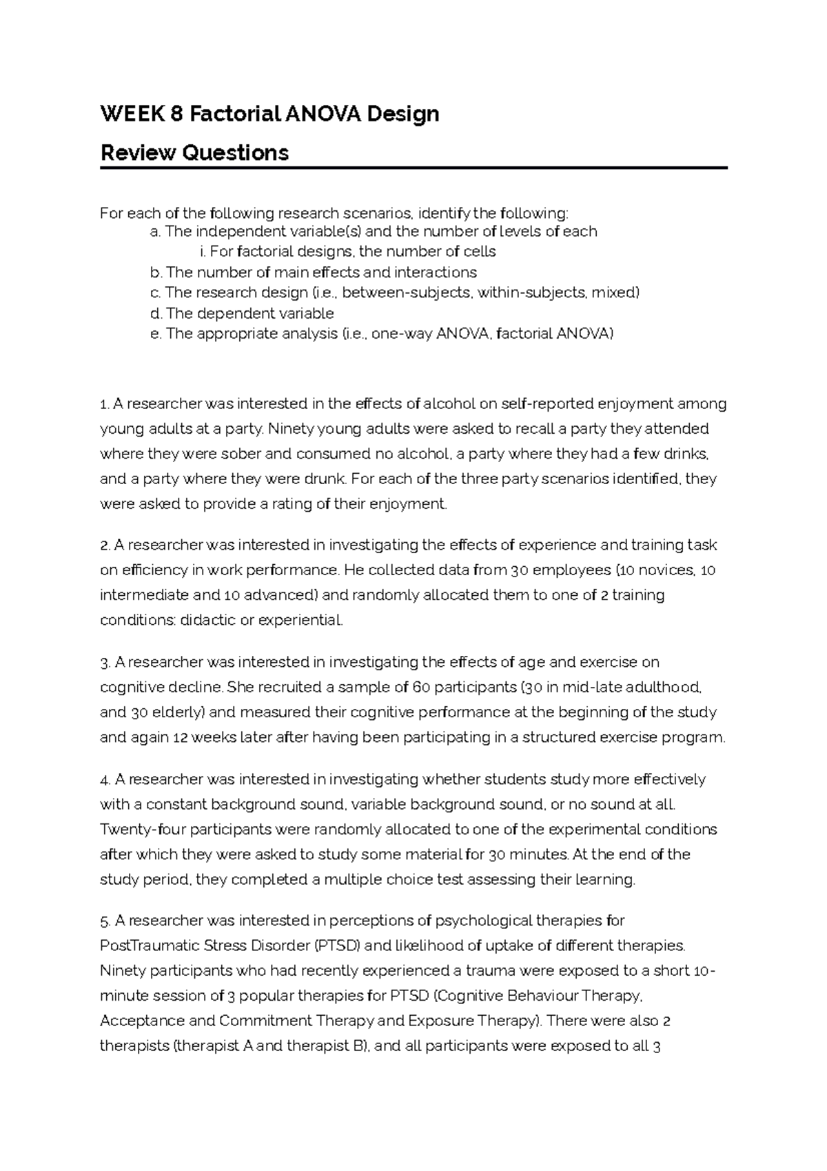 WEEK 8 Factorial Anova Revision - WEEK 8 Factorial ANOVA Design Review ...