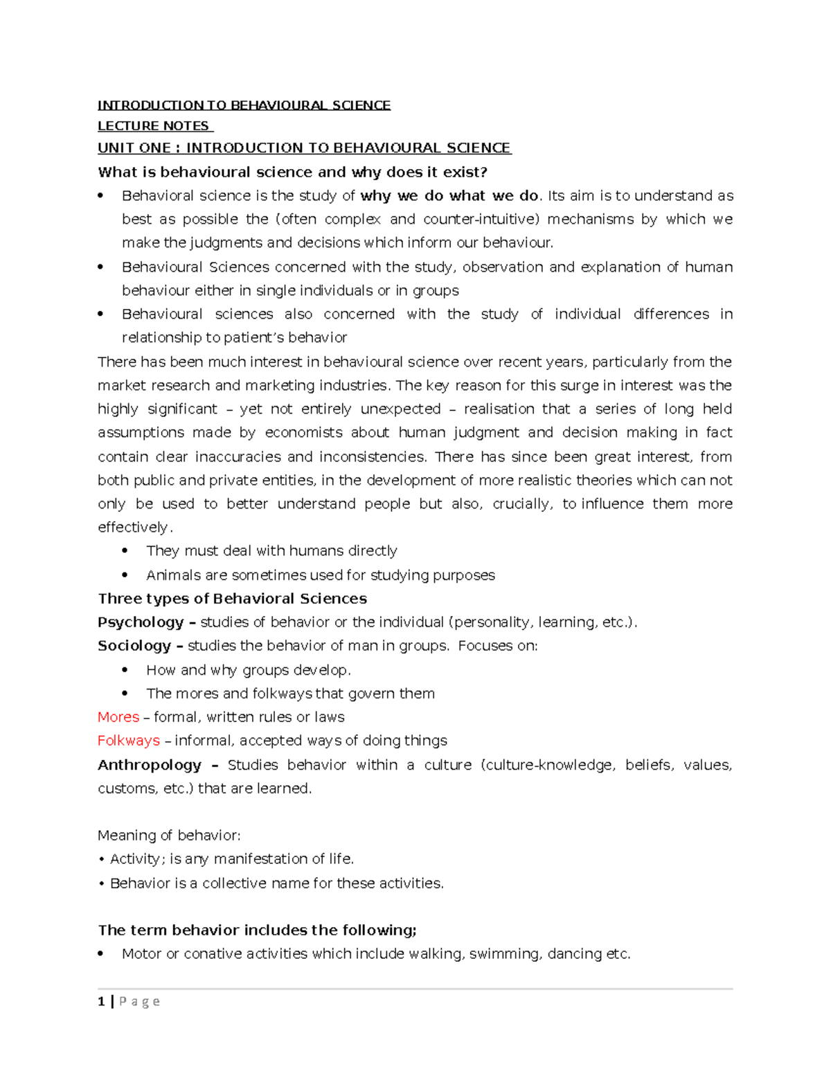 Introduction TO Behavioural Science - INTRODUCTION TO BEHAVIOURAL ...