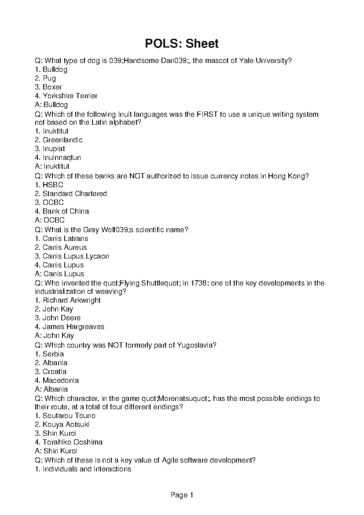 POLS345 Lecture 3 - POLS: Sheet Q: What type of dog is 039;Handsome ...