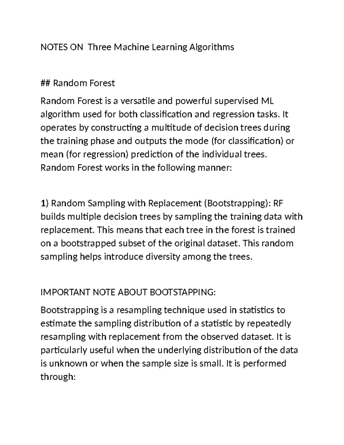 Notes ON Three Machine Learning Algorithms - NOTES ON Three Machine ...