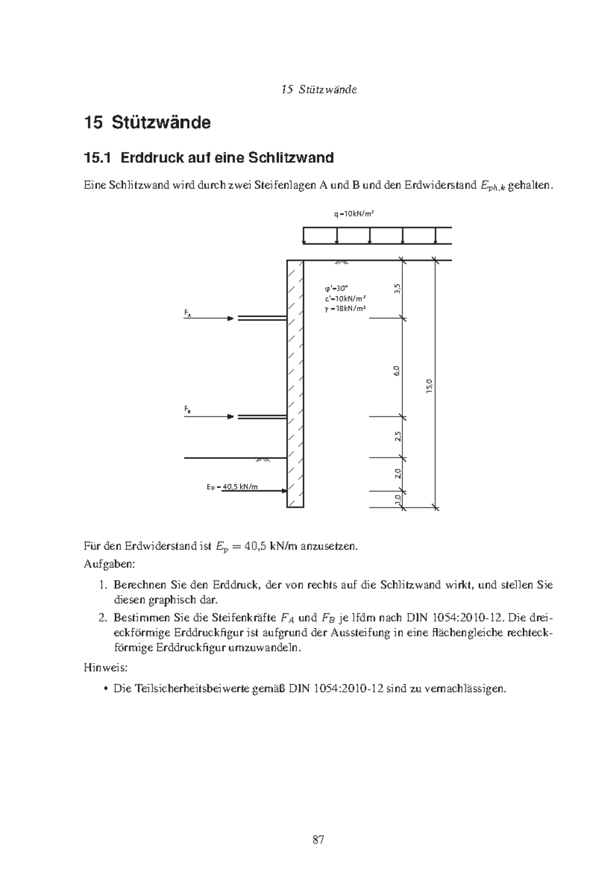 6. Grundbau Musterlösung - Kapitel 15 - Stützwände - 15 Stützwände 15 ...