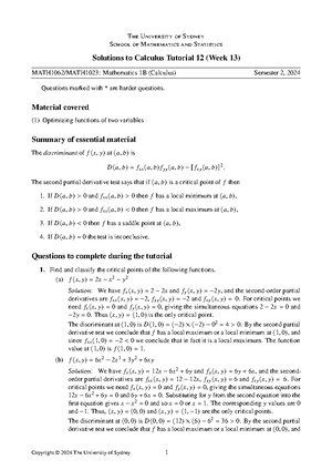 Calculus Exercises - The University of Sydney School of Mathematics and ...