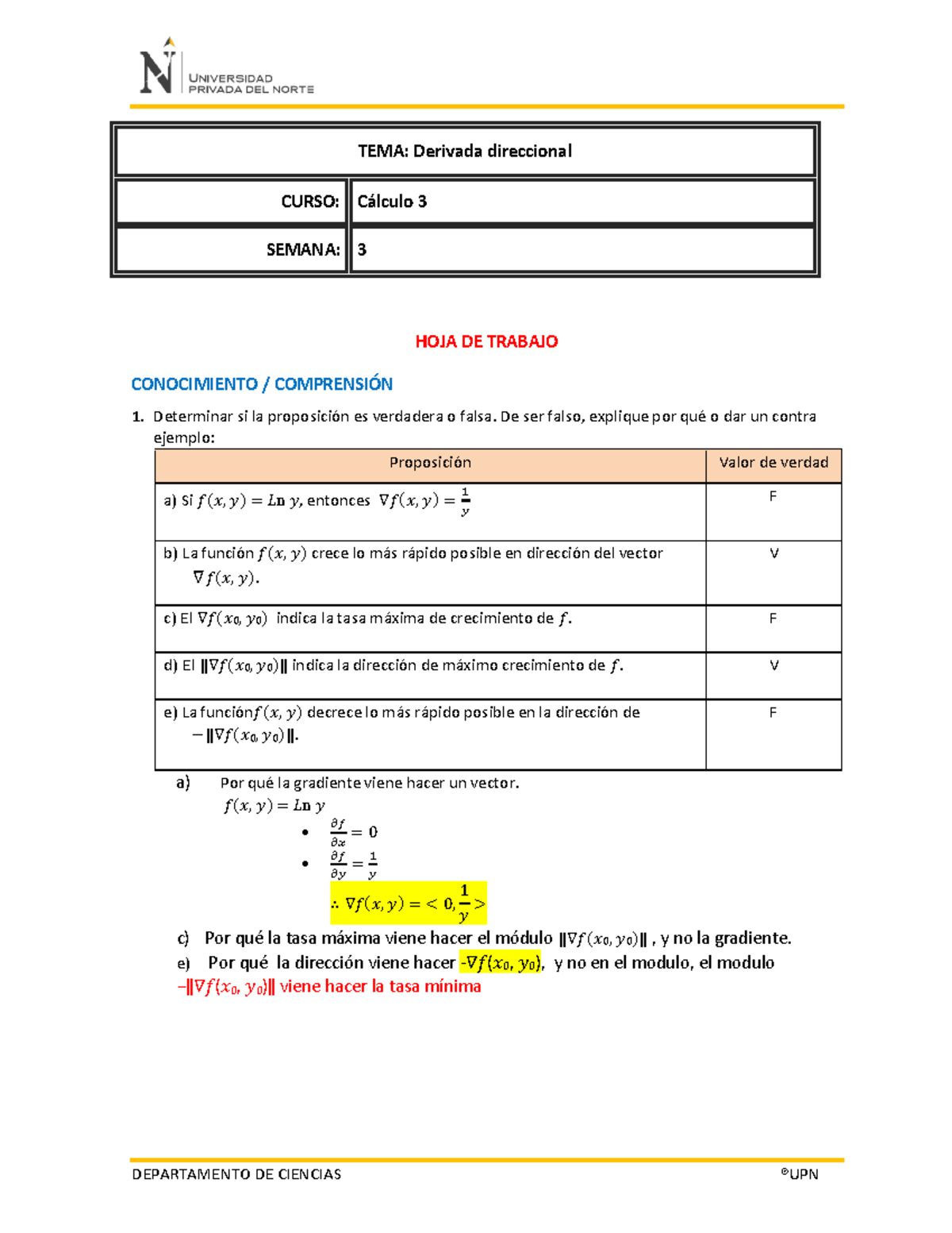 HOJA DE PR Ctica Semana 3 para universitarios - HOJA DE TRABAJO CONOCIMIENTO / COMPRENSIÓN 1 ...