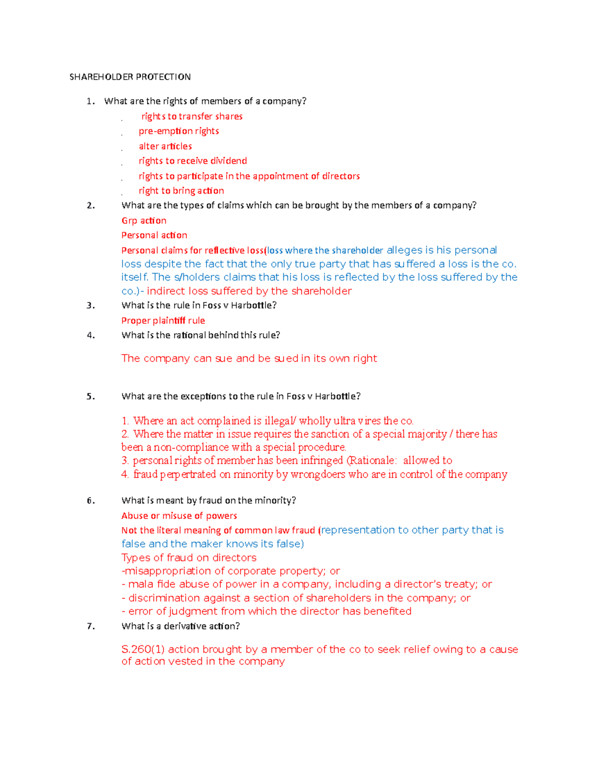 Shareholder Protection - SHAREHOLDER PROTECTION 1. What are the rights ...