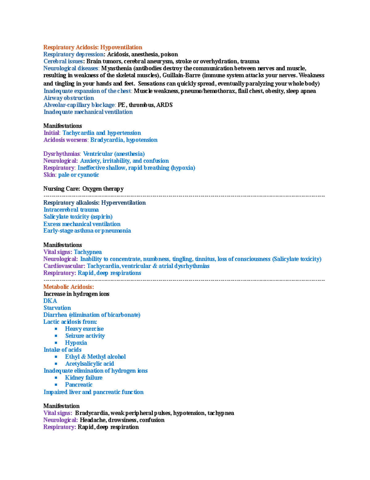 Acid Bases - Respiratory Acidosis: Hypoventilation Respiratory ...