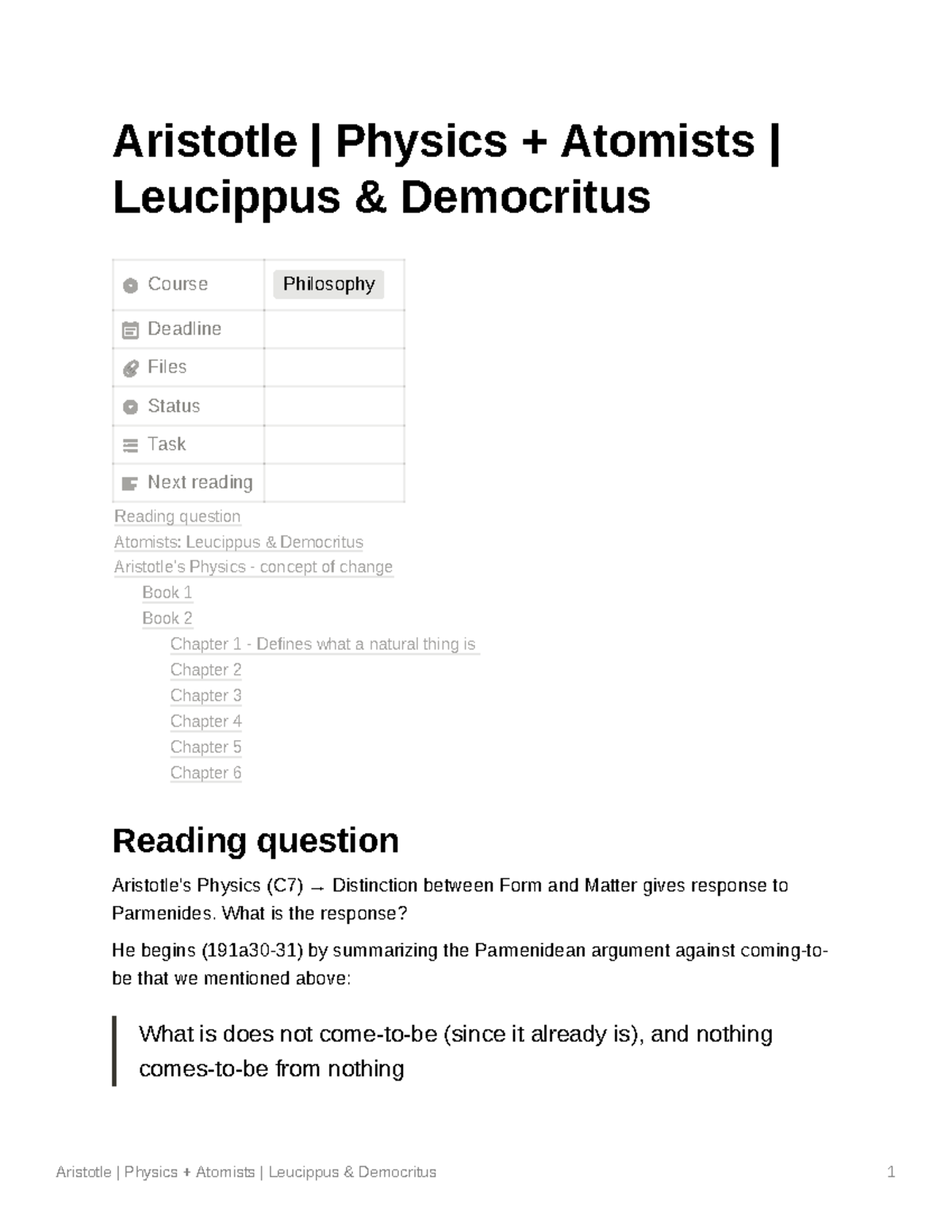 Aristotle Physics Atomists Leucippus Democritus - Aristotle | Physics ...