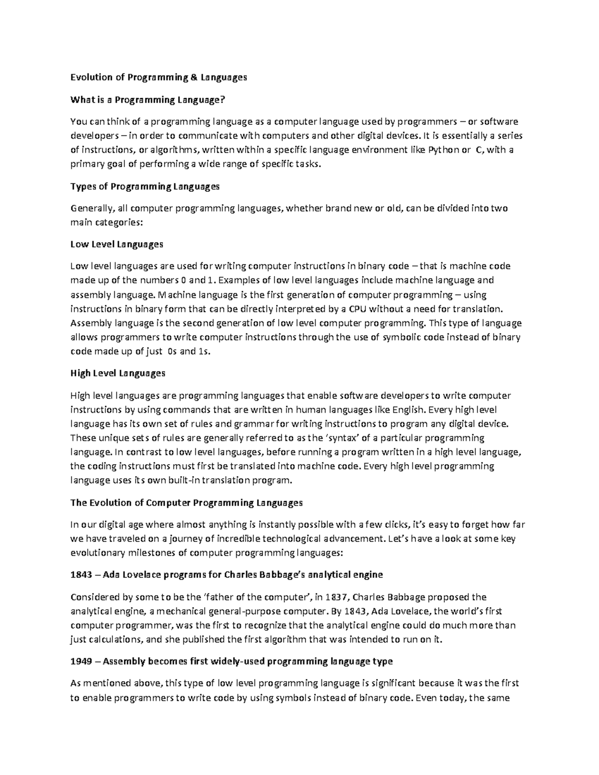 PPS Unit 1 Notes - Ksksnd - Evolution of Programming & Languages What ...